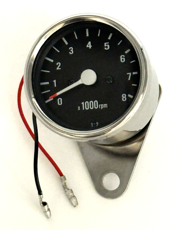 HARLEY MINI TACHOMETER MECHANICAL CABLE-DRIVEN TACH 2:1 RATIO BLACK ...