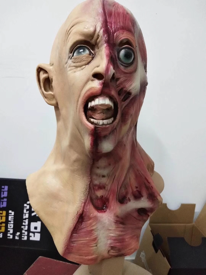 Halloween Realistic Horror Zombie Head Mask Hood Latex Demon Devil Full ...