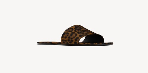 NEW YSL CARLYLE SLIDES IN LEOPARD GROSGRAIN Sandals Shoes Pink ...