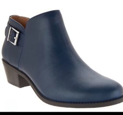 Vionic Millie Buckle Leather Blue Ankle Boots with Silver Buckle Sz 5 ...