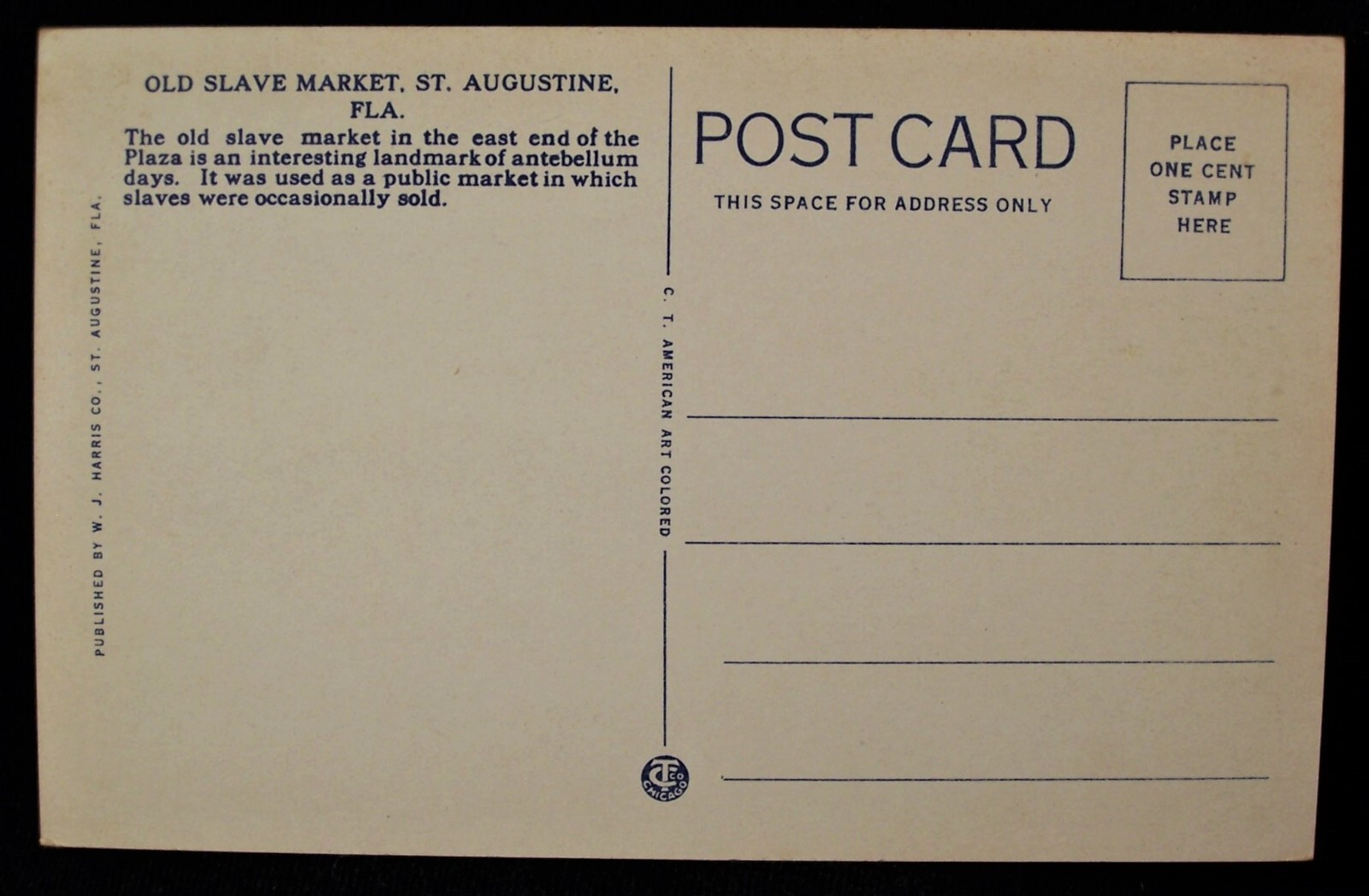 FL St. Augustine 2PCs King Street / Old Slave Market Vintage Postcards ...