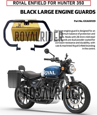 100% Genuine Fits Royal Enfield "LARGE ENGINE GUARD, BLACK" For HUNTER ...