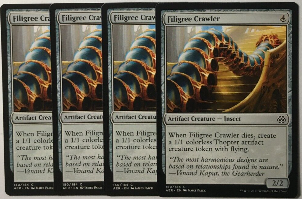 MTG 4X FILIGREE CRAWLER 150/184 AETHER REVOLT COMMON NEAR MINT-PLAYSET ...
