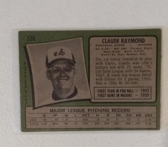 1971 Topps Claude Raymond #536 Montreal Expos VG-EX | eBay