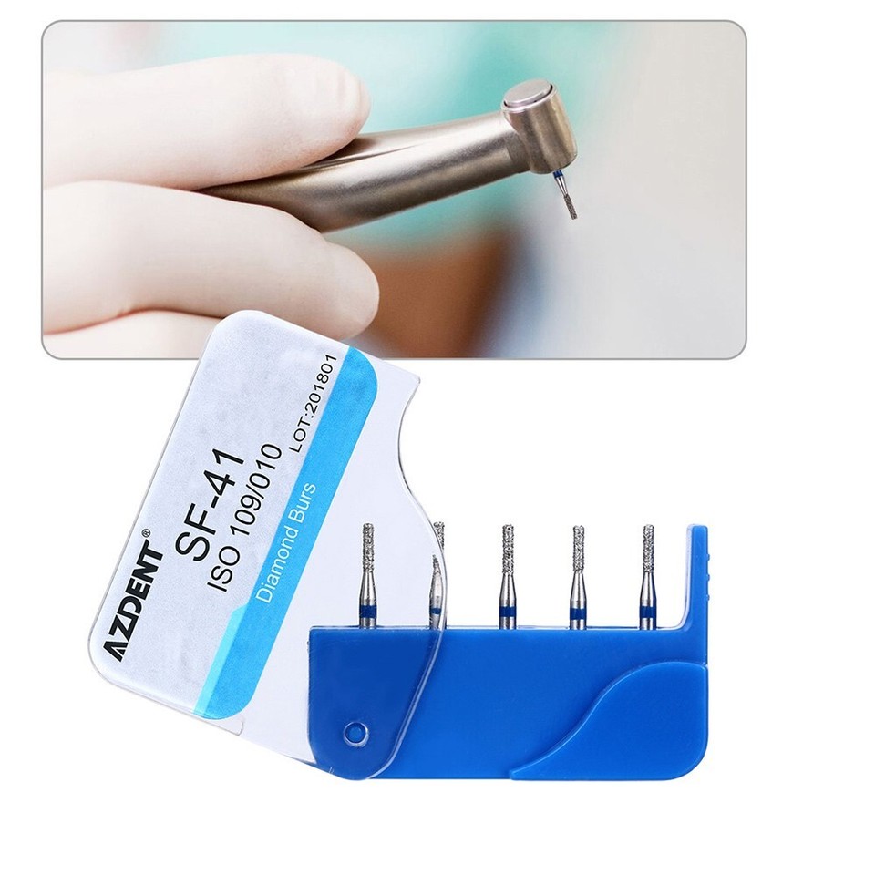 100Pcs AZDENT Dental Diamond Burs High Speed Handpiece Friction Grip 20 ...