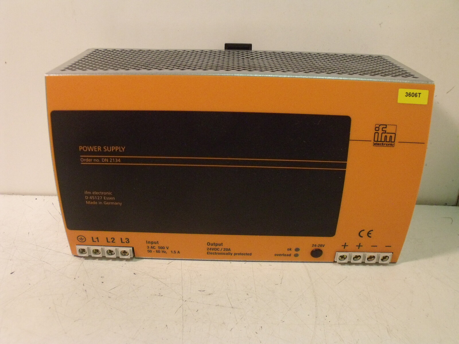 IFM DN 2134 Power Supply: 3AC 500V 1.5A In, 24VDC 20A Out | eBay