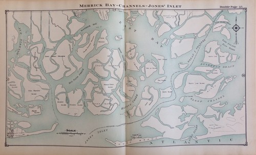 1914 ATLAS MAP MERRICK BAY CHANNELS JONES INLET NASSAU COUNTY LONG ...