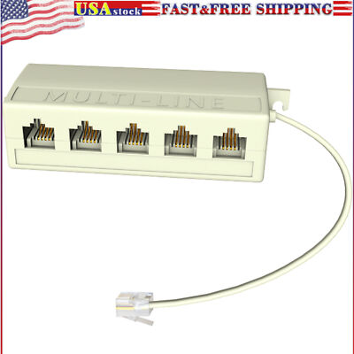 Five Way Telephone Splitter RJ11 6P4C Male to 5 Female Outlet Ports ...