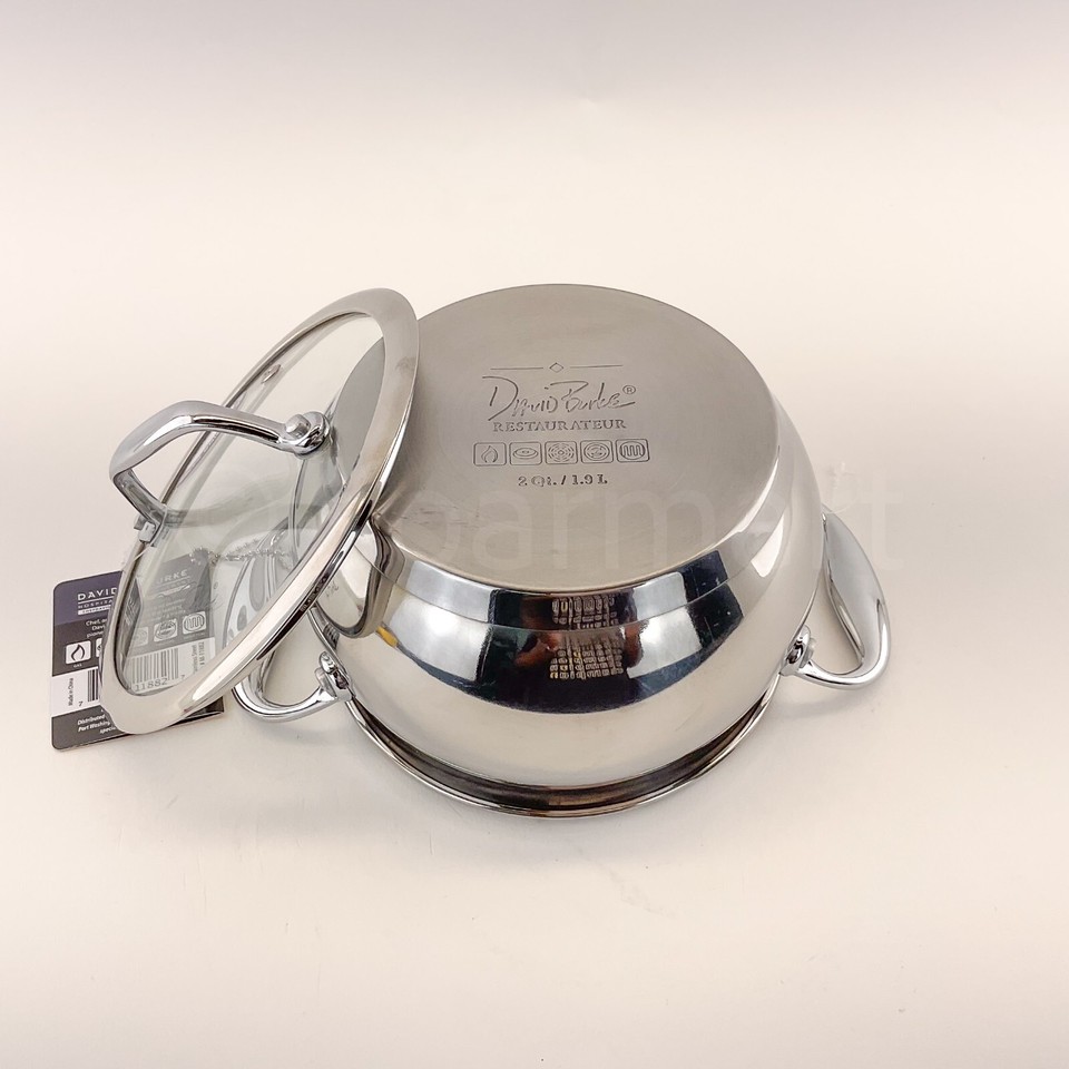 David Burke Splendor Series Stock Pot With Glass lid 2-qt cookware New ...