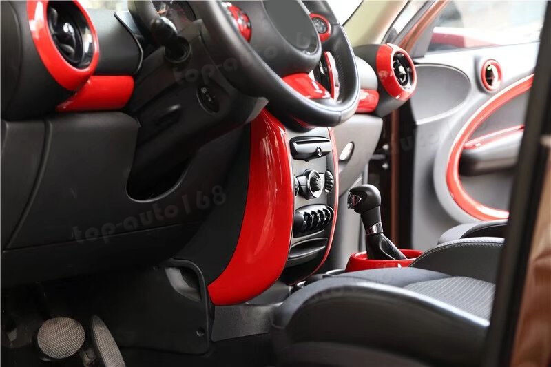 ABS Red Full Interior Decor Cover Trim 30PCS For MINI 2013-2016 ...