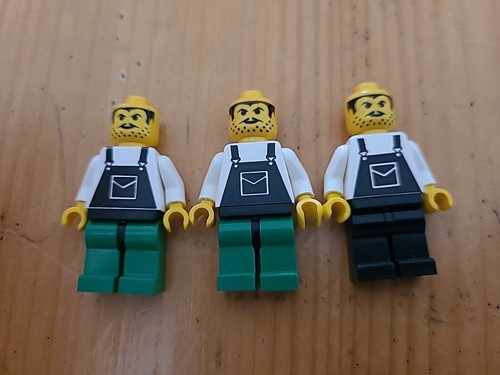 Lot Of 3 Lego City Town Mechanic Minifigures Black Green Overalls ...