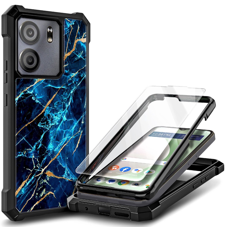 For BLU View 5 / View 5 PRO Case Full Body Armor Phone Cover + Tempered ...