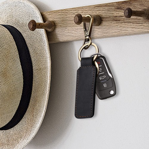 Metal Leather Key Chain Men Creative Ring Keyfob Car Home Keyring ...