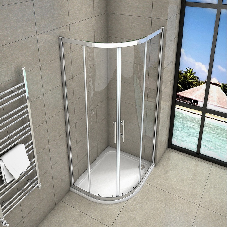 Offset Quadrant Shower Enclosure and Tray Corner Cubicle Glass Screen ...
