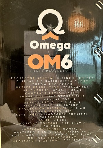 Omega OM6 8K HDMI Commercial Grade Smart Laser Projector with zero edge screen | eBay