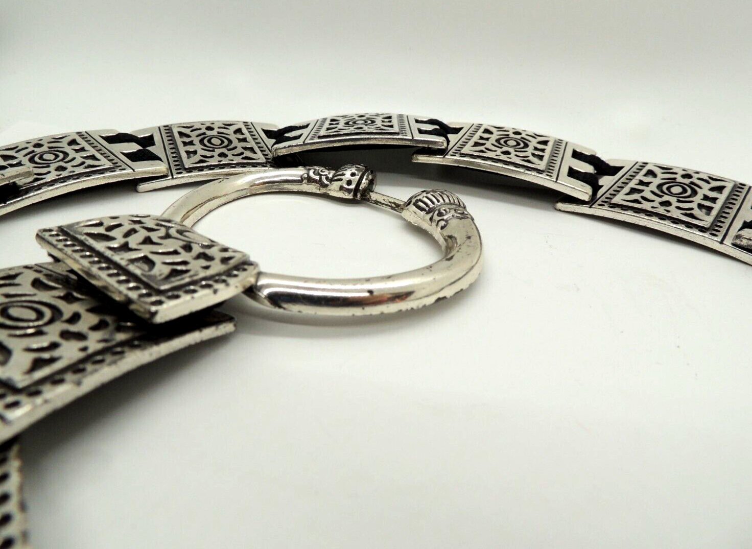 Vintage 70s Waist Belt Etched Silver Tone Elastic Chunky Heavy Detailed ...