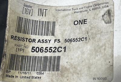 INTERNATIONAL NAVISTAR RESISTOR ASSY 506552C1 DIESEL AFTERMARKET ...