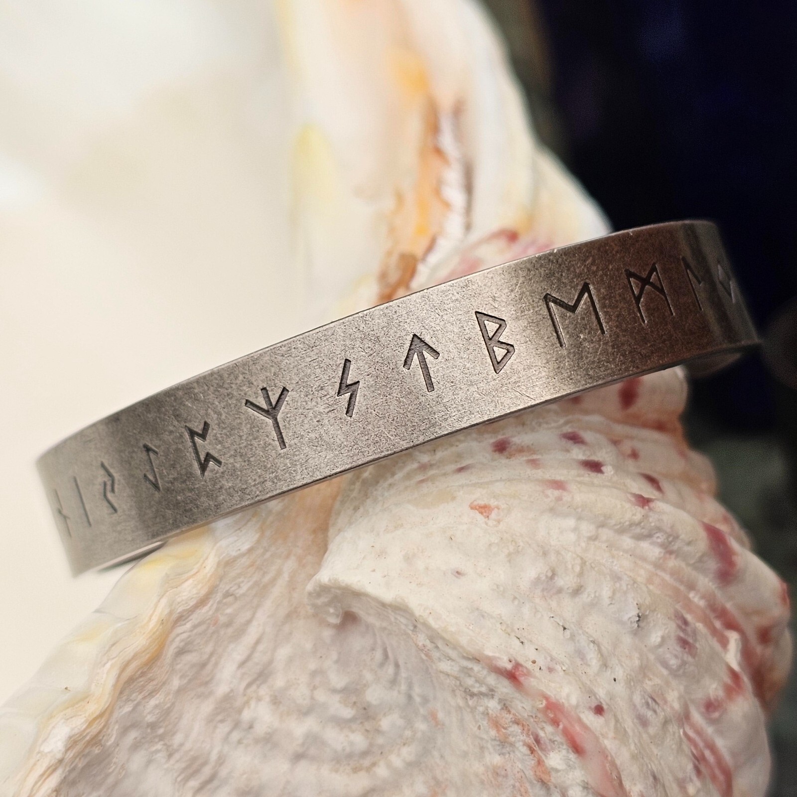 Rune Bracelet Cuff Oath Ring Aged Metal Bracelet Elder Futhark Runes ...