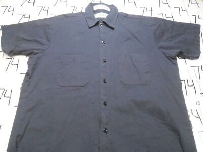 Large Cintas Brand Work 100% Cotton Durable Press 330 Navy Blue Shirt ...