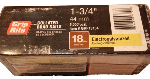Box of 5,000 PrimeSource Grip Rite 18 Gauge 3/4" Brad Nail GRF1834 | eBay