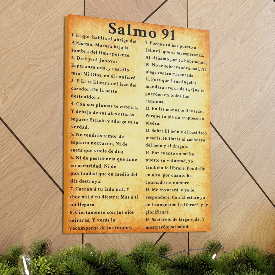 Salmo 91 Oro Psalm 91 Spanish Gold Bible Chapter Canvas Christi | eBay
