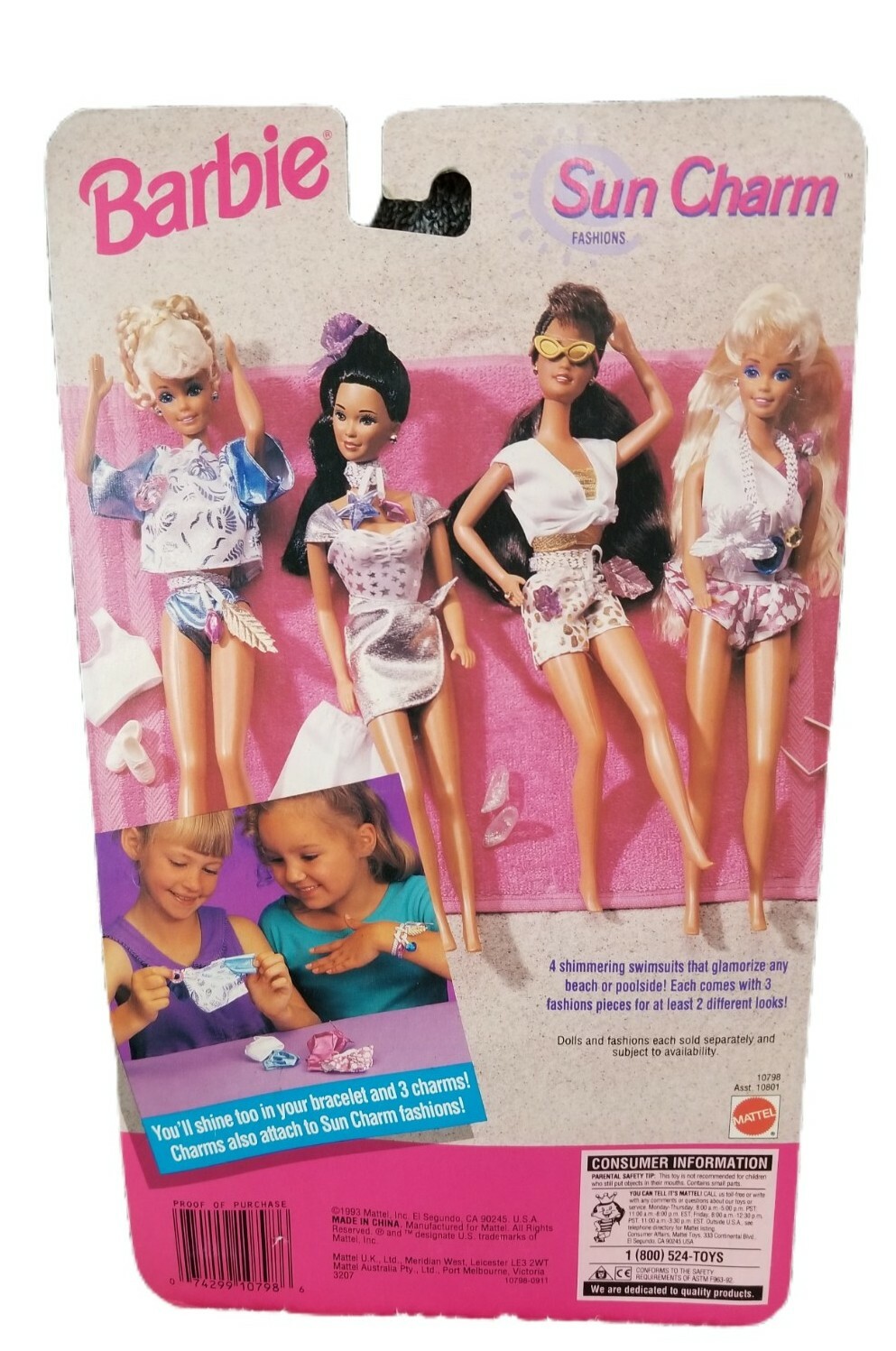 Vintage Barbie Sun Charm Fashions Bracelet Charms SWIMSUIT 10798 Mattel ...