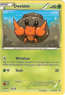 6/101 Dwebble Common: Pokemon Trading Card Game BW-03 Noble Victories ...