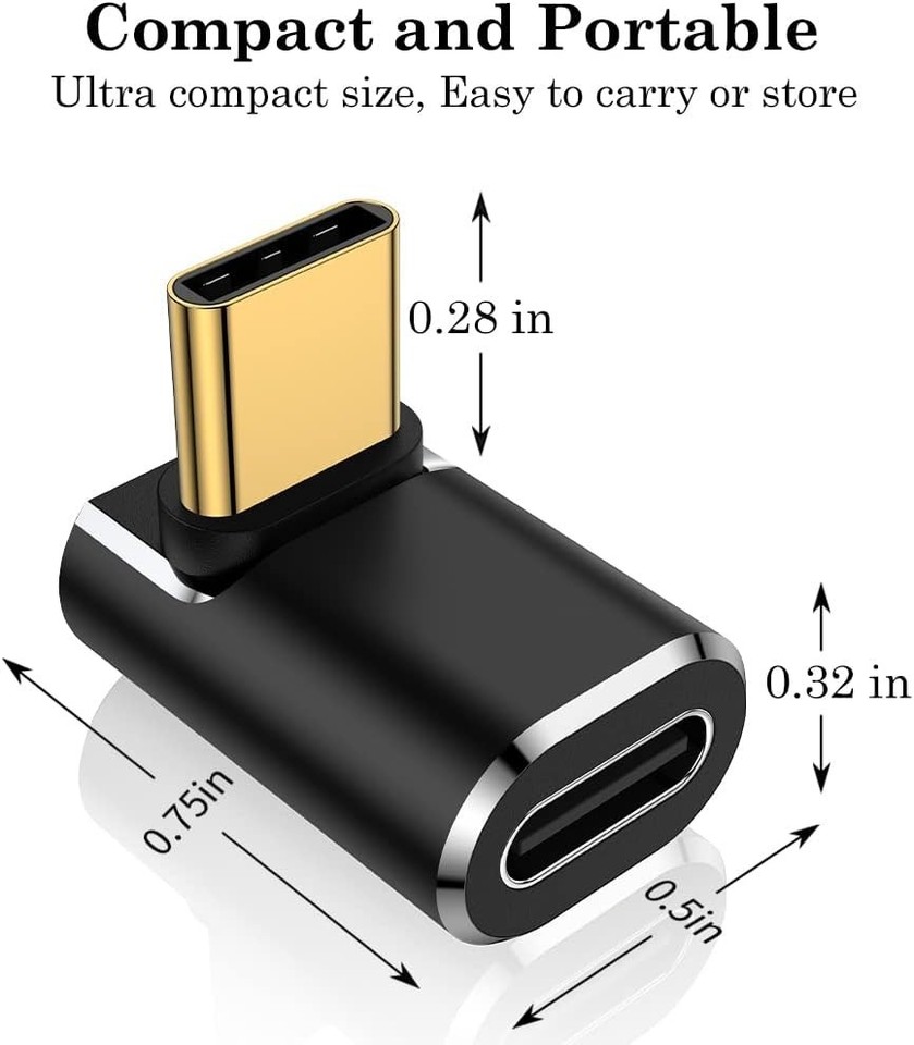 USB C 90 Degree Adapter, Right Angle L Shape USB Type C Male to Female ...