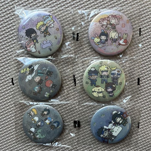 Naruto x Sanrio Badge Set 6pcs Metal Collectible Kawaii Character Pins ...