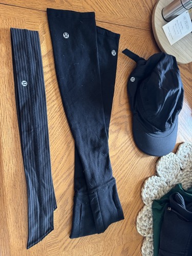 Lululemon Running sleeves, hat And Headband black | eBay