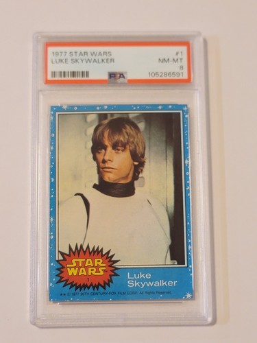 1977 Topps Star Wars Luke Skywalker PSA 8 MAY THE 4TH ROOKIE # 1 THE ...