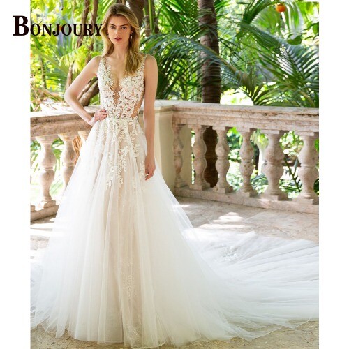 Pastrol Wedding Dresses Backless Shiny Tulle Sweetheart For Women Bride ...