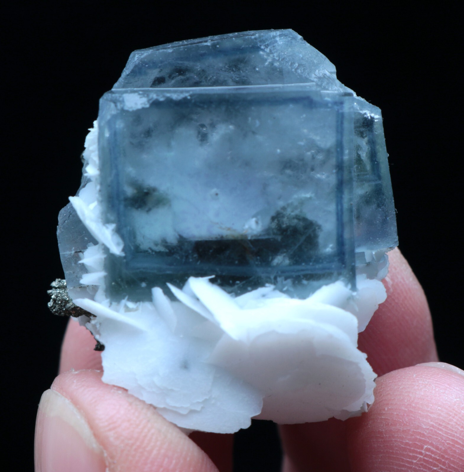 Natural Blue Cube " window " FLUORITE Calcite Crystal Mineral Specimen ...