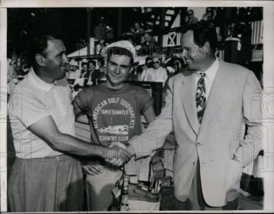 1948 Press Photo Ralph Guldahl, caddy Don Sunshine & Norman Barron ...