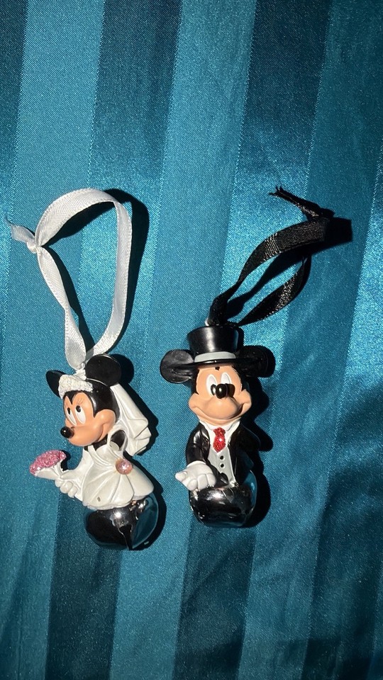 Disney World Mickey Minnie Mouse Married Wedding Bells Ornaments ...