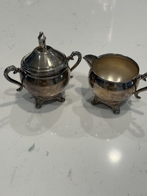 Vintage Pilgrim Silverplate Creamer and Sugar Bowl with Lid *Excellent ...
