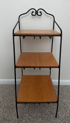 Longaberger Wrought Iron 3-tier Bin Basket Stand Rack 34" with shelves ...