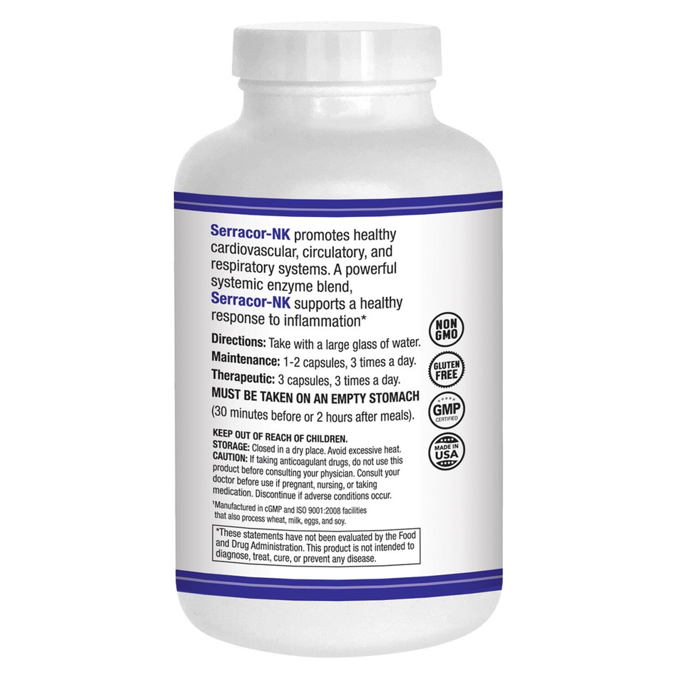 AST Enzymes Serracor-NK Systemic Enzyme Formula, 90 Vegetarian Capsules ...