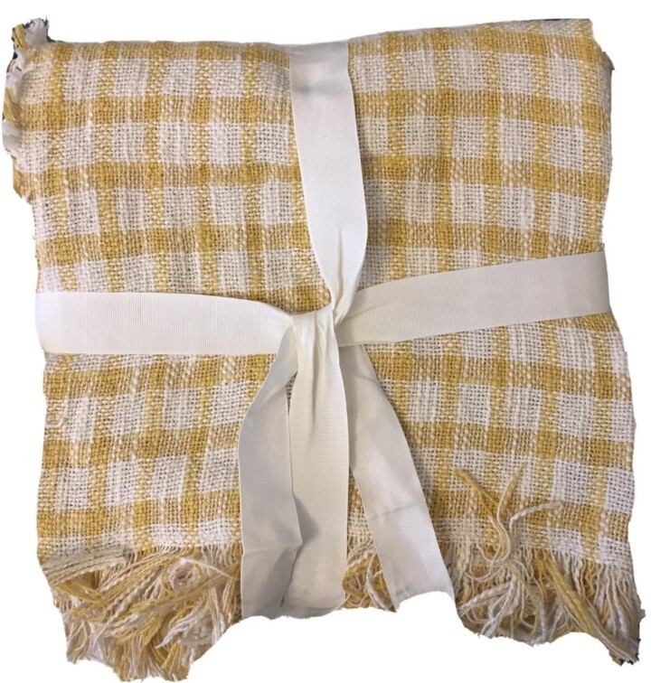 Yellow Checkered Blanket Vintage Faribo Wool Blanket Brown Yellow