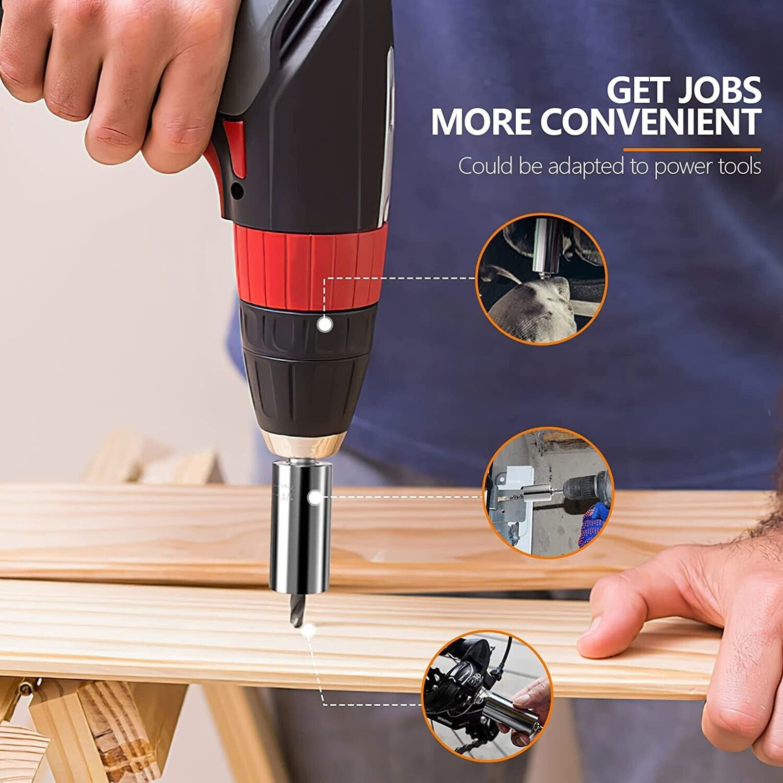 Universal Socket Wrench Tool Set Drill Adapter Magic Grip 1/4"-3/4 ...