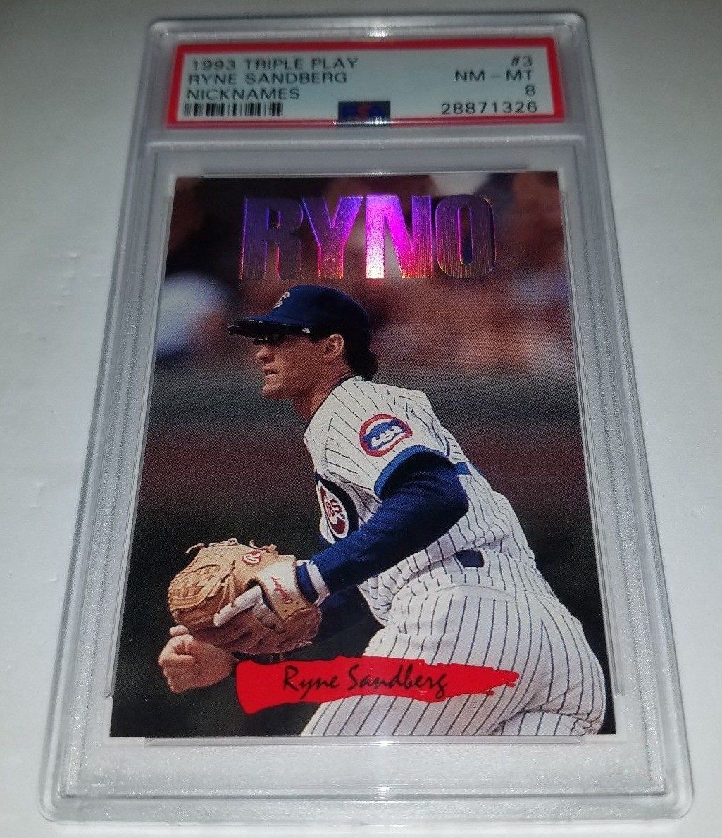 1993 Donruss Triple Play #3 Ryne Sandberg Nicknames Card PSA 8 Nm Mint ...