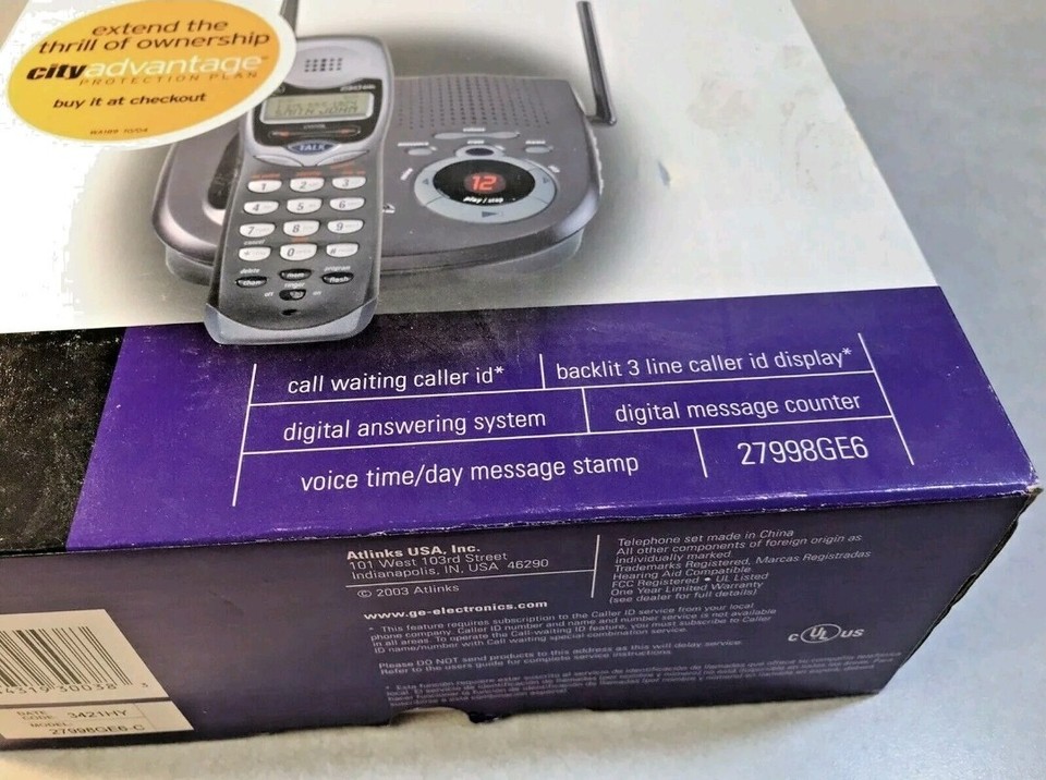 GE 2.4 ghz Cordless Telephone Answering System Caller ID Call Waiting ...