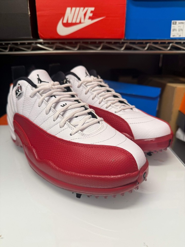 Nike Men's Air Jordan 12 Retro Low Golf Shoes Cherry Varsity Red DH4120 ...