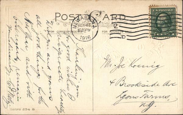 XMAS 1916 Best Christmas Wishes Antique Postcard 1c stamp Vintage Post ...