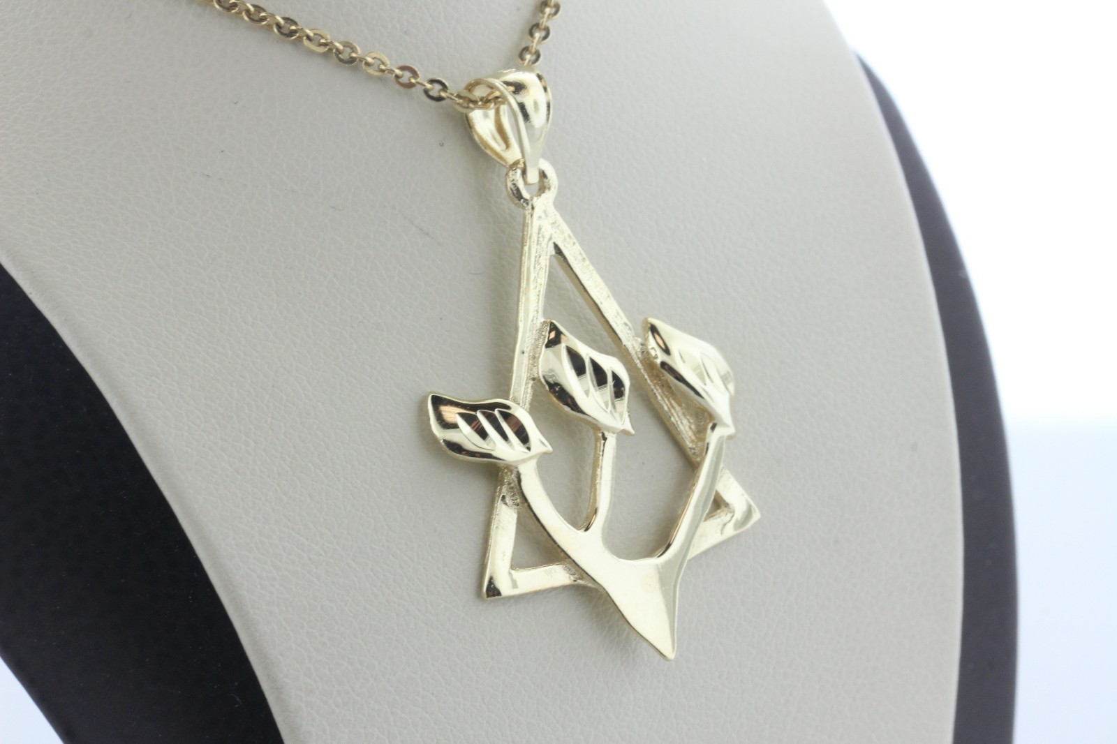 14K Yellow Gold Shadai Shin Jewish Religious Star of David Charm ...