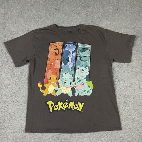 Y2K Pokémon Tshirt Youth Large Gray Video Game Anime Water Fire Earth ...