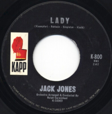 Jack Jones - Lady - Kapp Records - K-800 - 7" 1094784450 | eBay