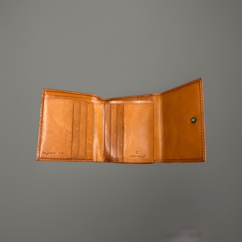 Byblos Vera Pelle Brown Genuine Leather ClipFold Wallet Made in Italy 6 ...