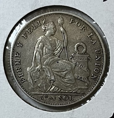 1909 Peru 1/5 Sol Silver Coin Good Condition | eBay