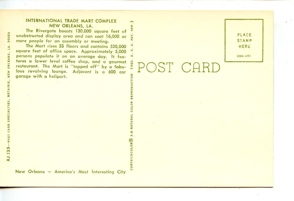 Aerial-International Trade Mart Building-New Orleans-Louisiana-Vintage ...